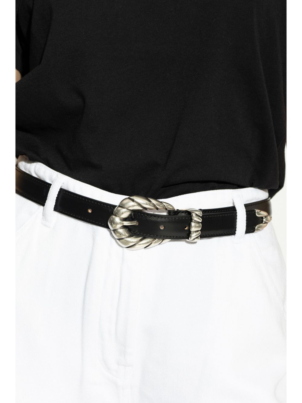Iro Paris Embella Sculpted-Buckle Leather Belt - Black  display picture 2