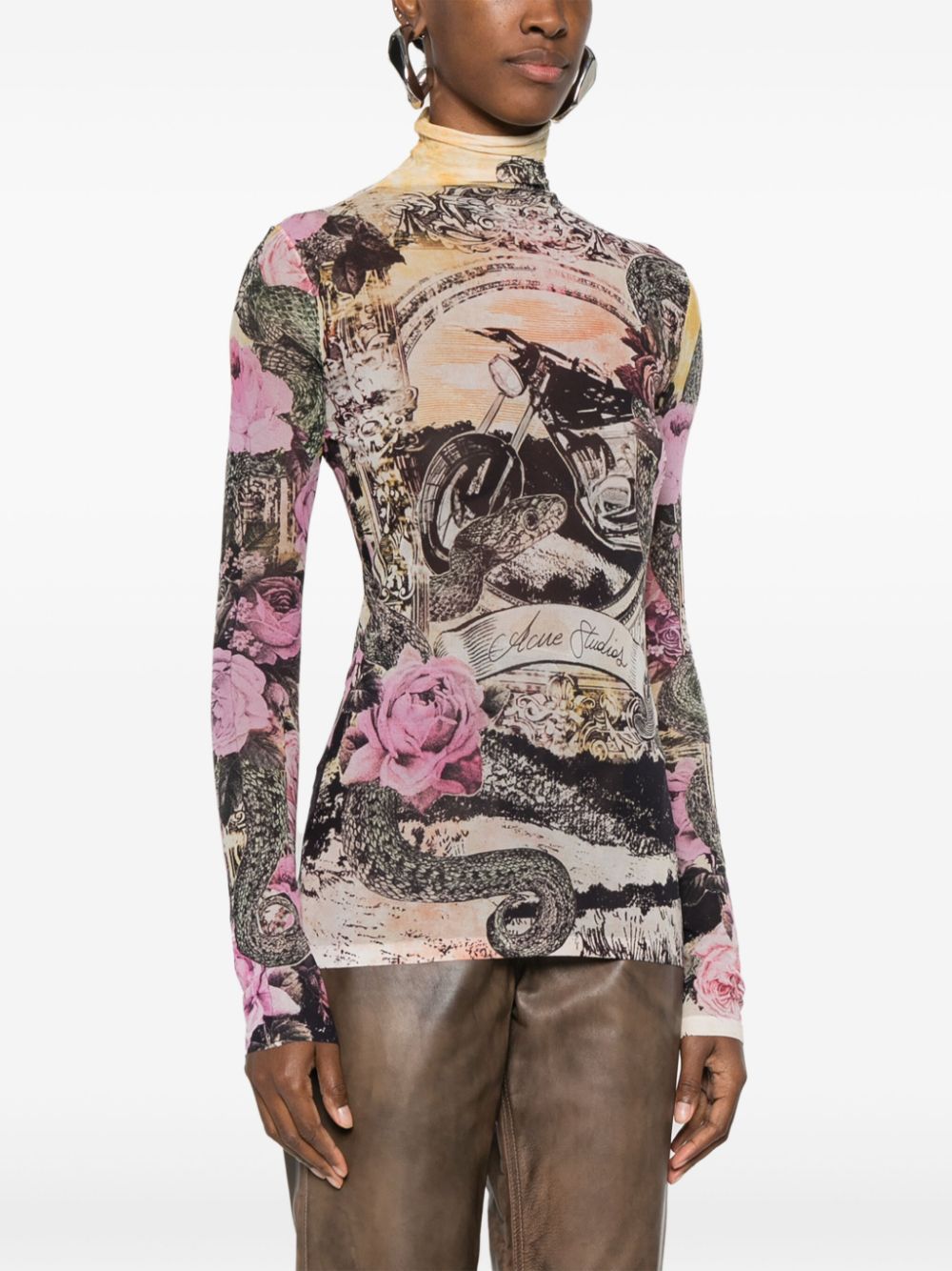【acne studios】　seamless printed top Acne Studios Graphic-Print Seamless Top In Pink - 50% Off