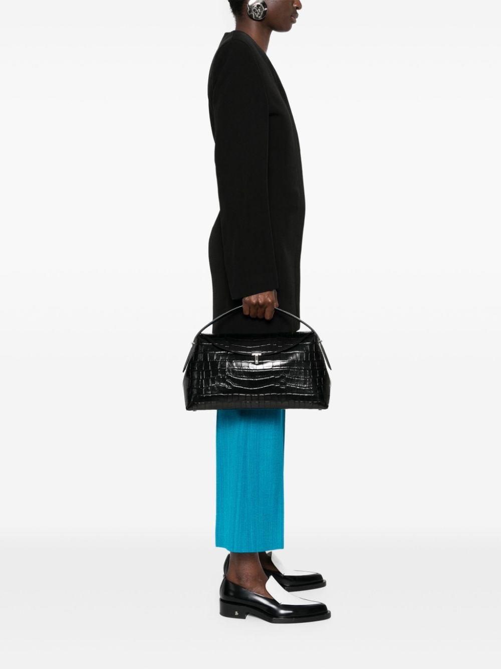 TOTÊME TOTEME T-Lock Croc-Embossed Top Handle Bag