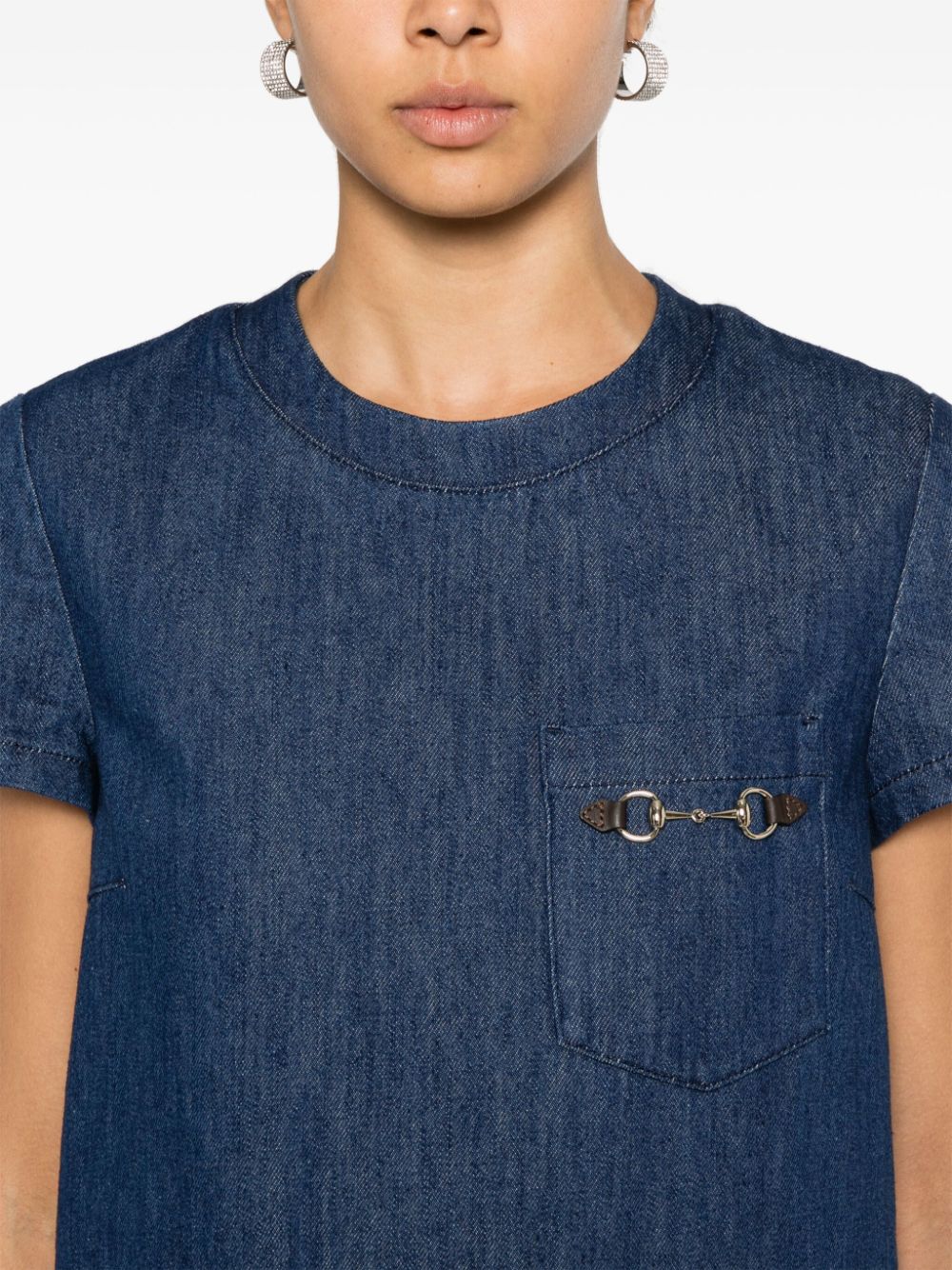 gucci denim mini dress GUCCI Web denim dress with stripe detail 36 38 from Japan
