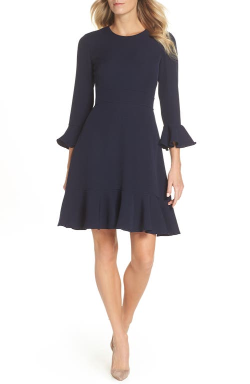 Eliza J Bell Sleeve Fit & Flare Dress - Navy | Editorialist