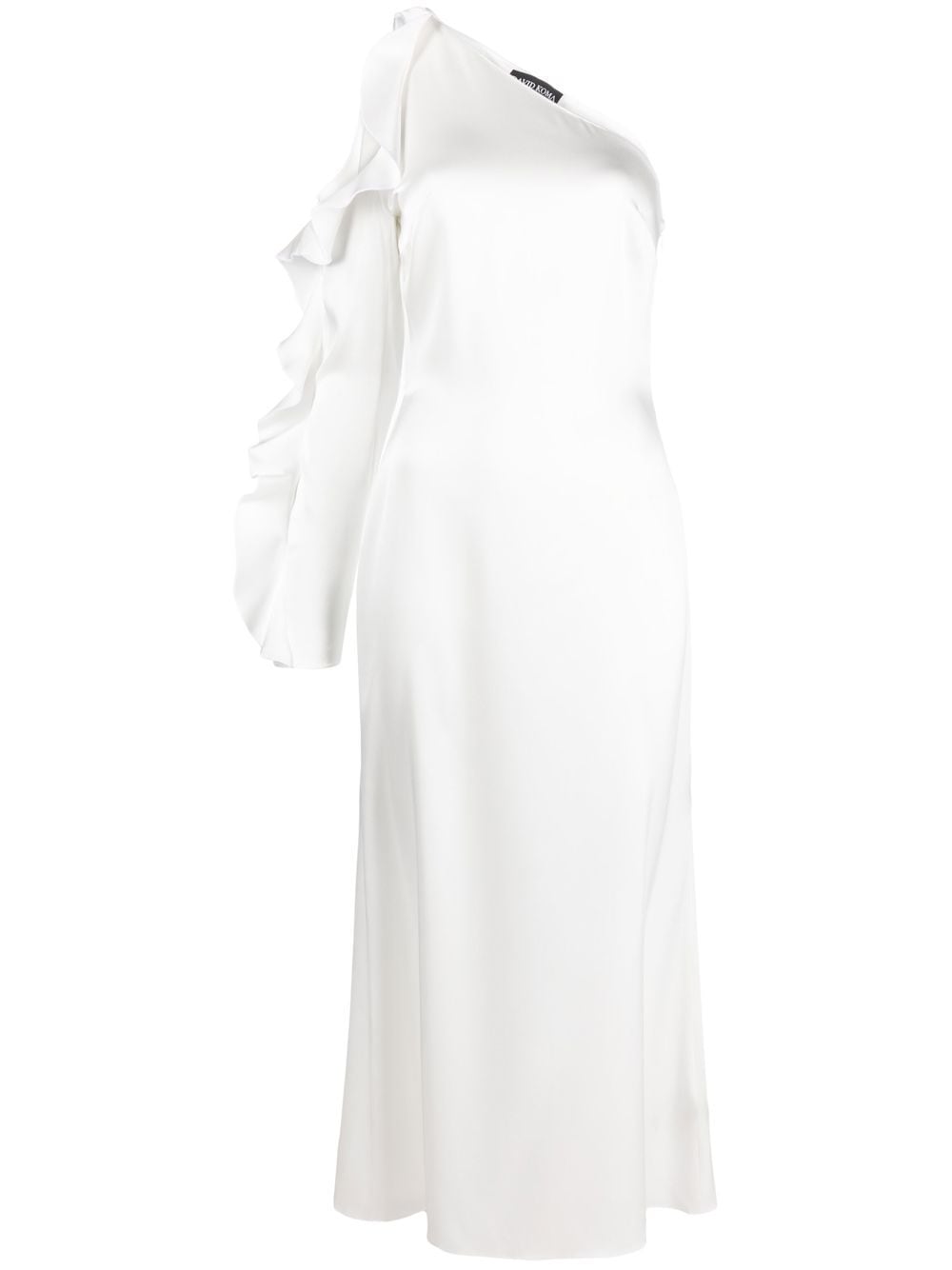 one shoulder ruffle dress white One-Shoulder Ruffle Cocktail Dress 39243