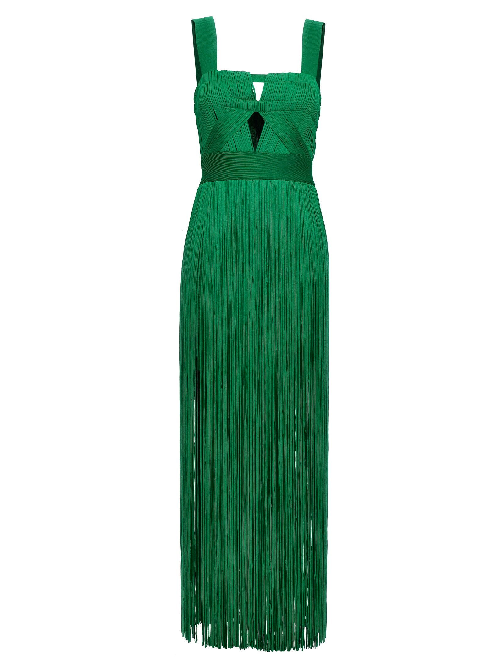 herve leger fringe dress green Herve Leger-Strappy Tiered Fringe Dresses Green-Dresses