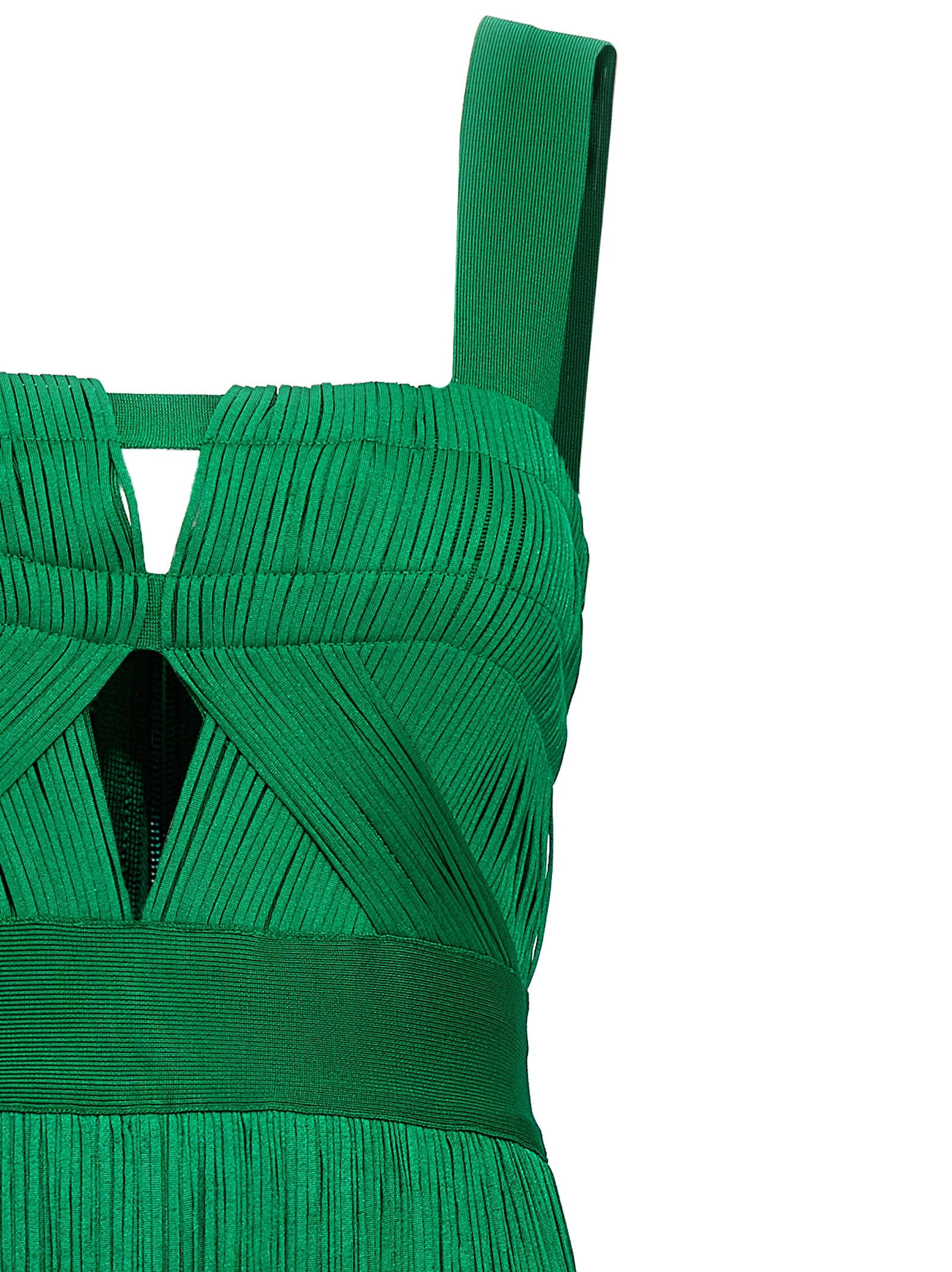 Herve Leger Fringed Dress - Green | Editorialist