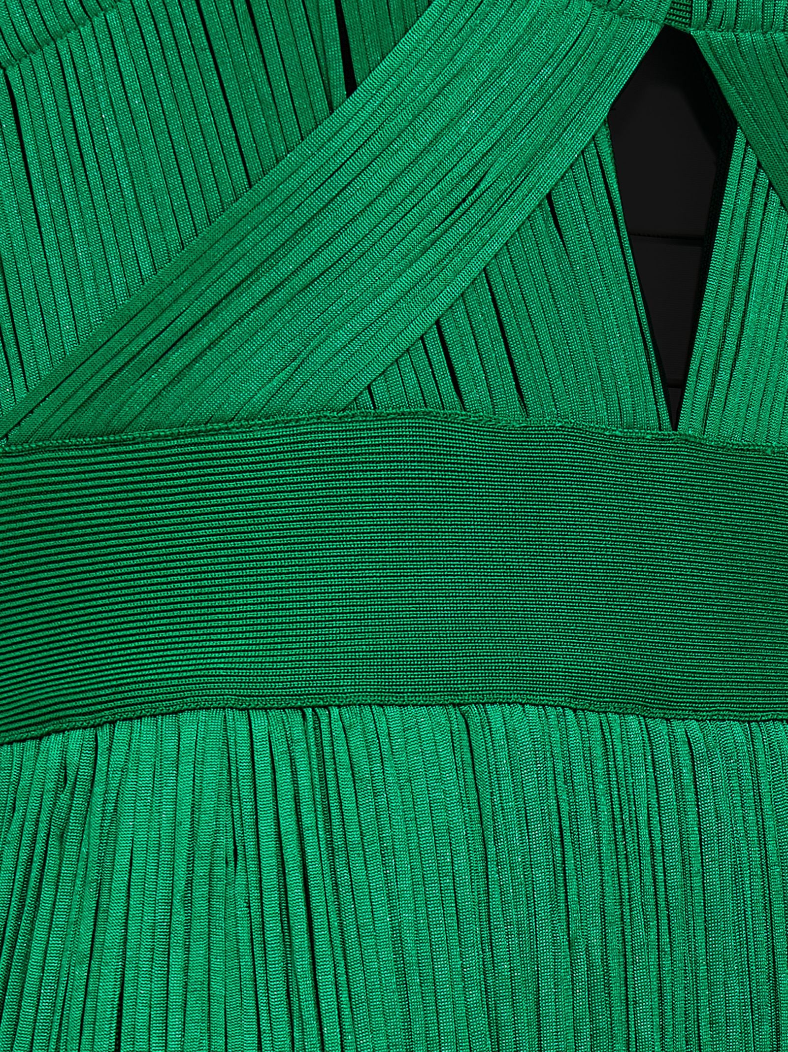 Herve Leger Fringed Dress - Green | Editorialist
