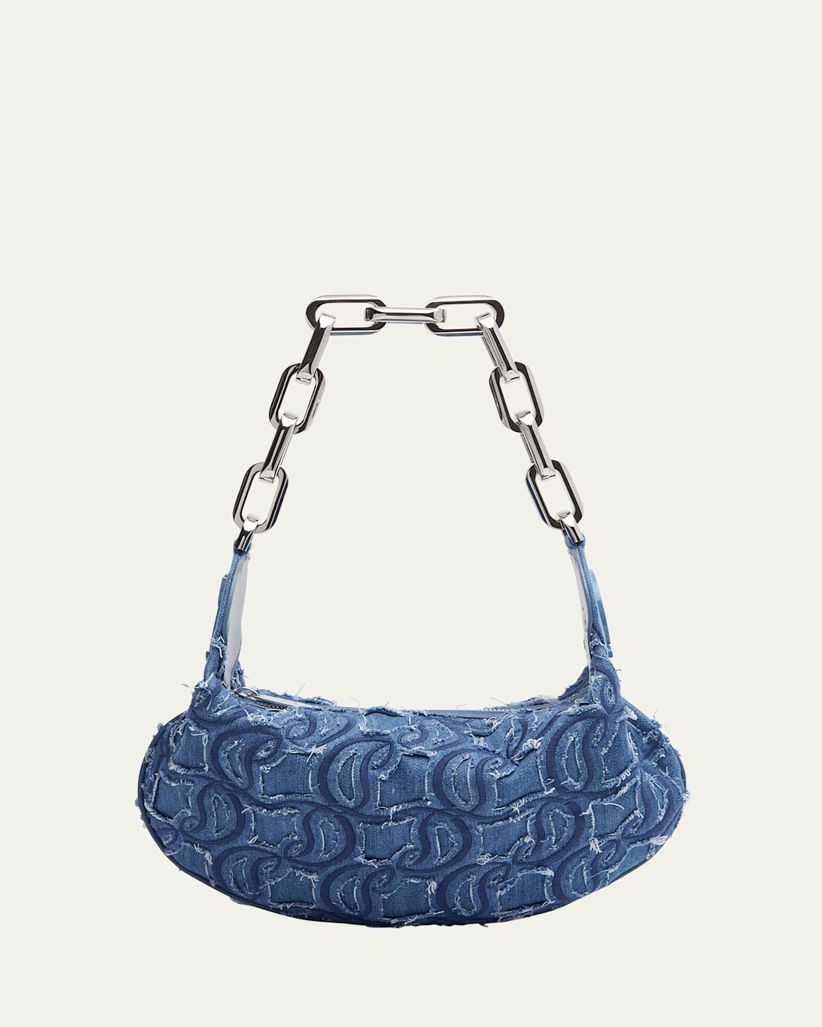 Christian Louboutin Le 54 Embroidered Denim Shoulder Bag - Indigo