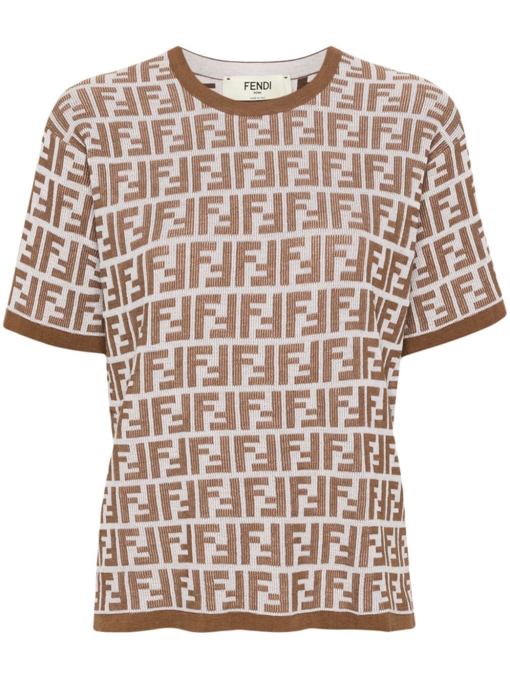 Fendi Ff-Pattern Knitted T-Shirt In White 55% Off Editorialist