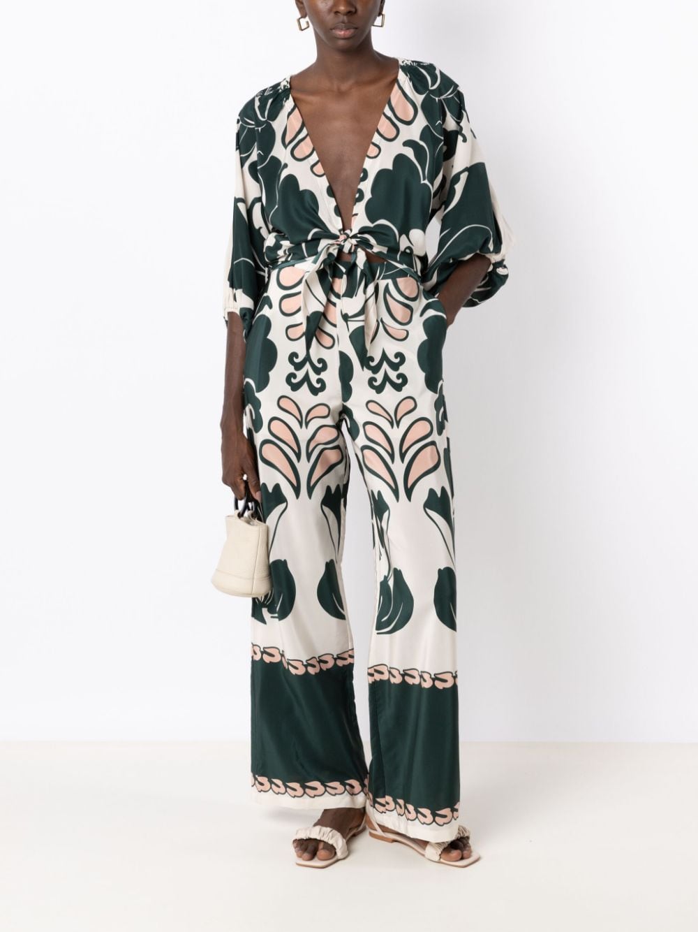 ADRIANA DEGREAS Adriana Degreas Graphic-Print Flared Trousers