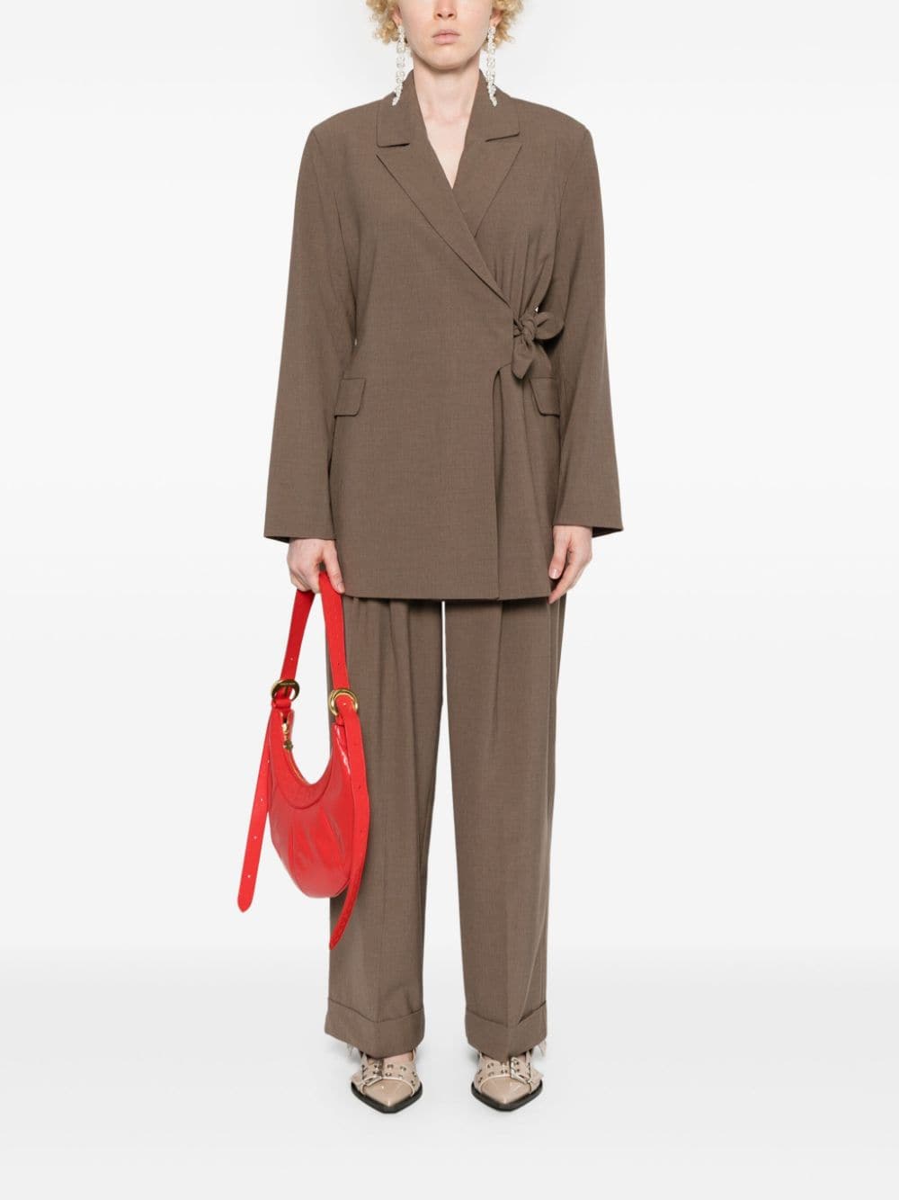GANNI GANNI Knot-Belted Wrap Blazer