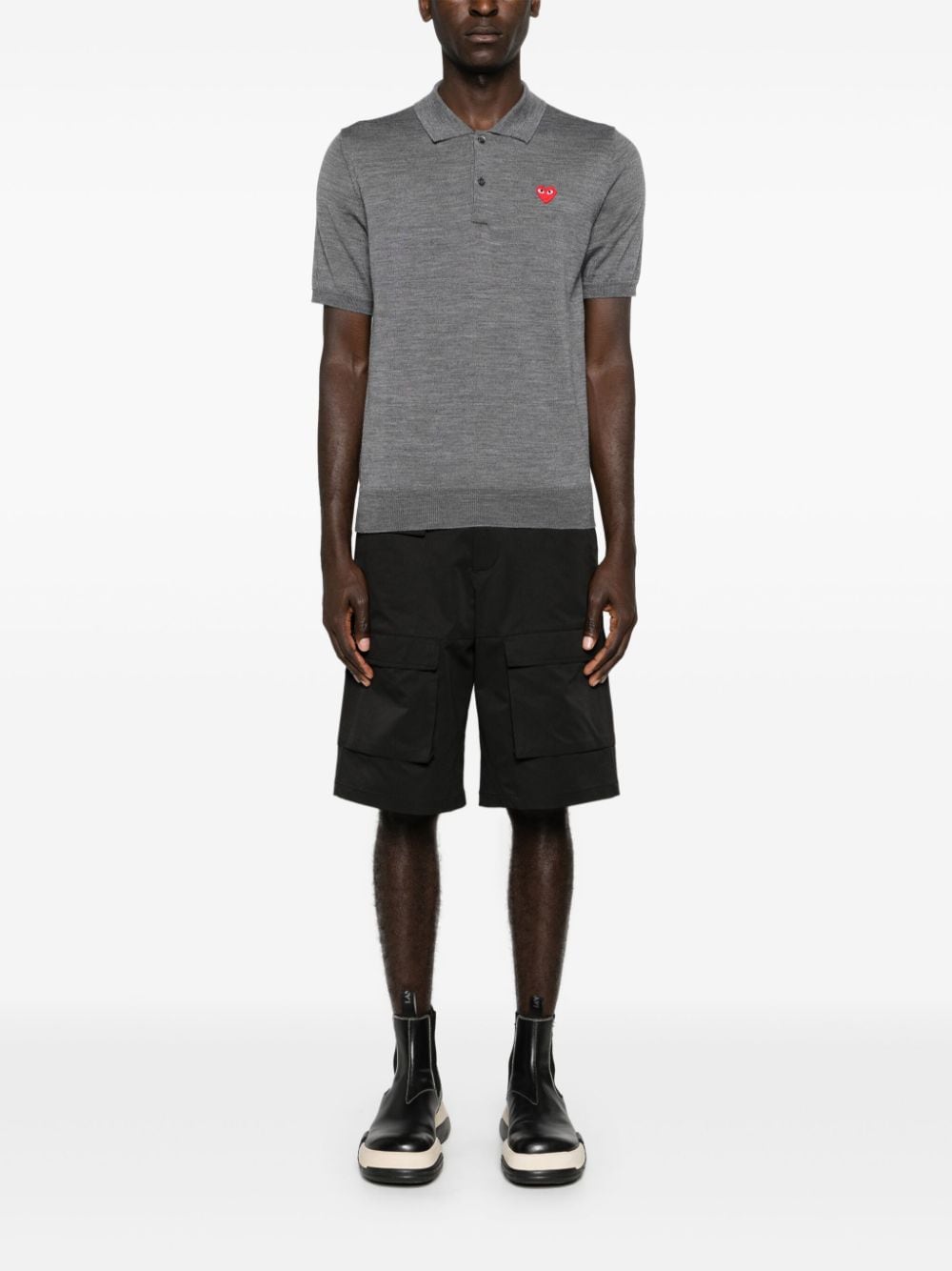 PLAY COMME DES GARCON heart-patch wool polo shirt