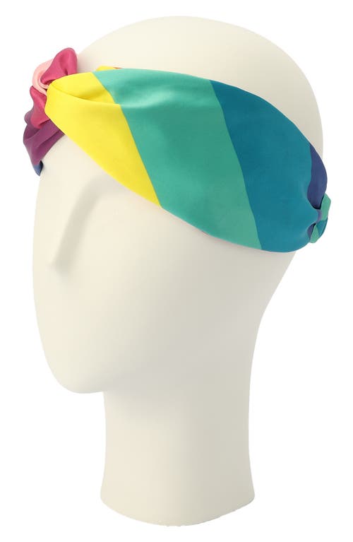 Kurt Geiger Stripe Knotted Satin Headband - Rainbow  display picture 1