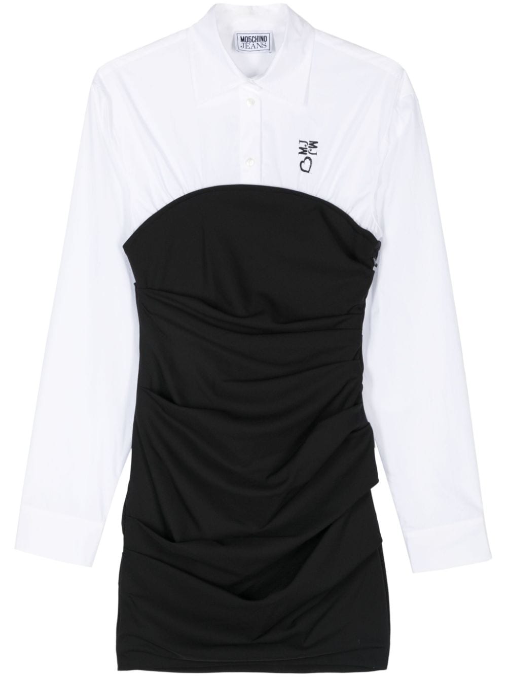 Moschino Logo-Print Ruched Shirt Dress In Black - 50% Off | Editorialist