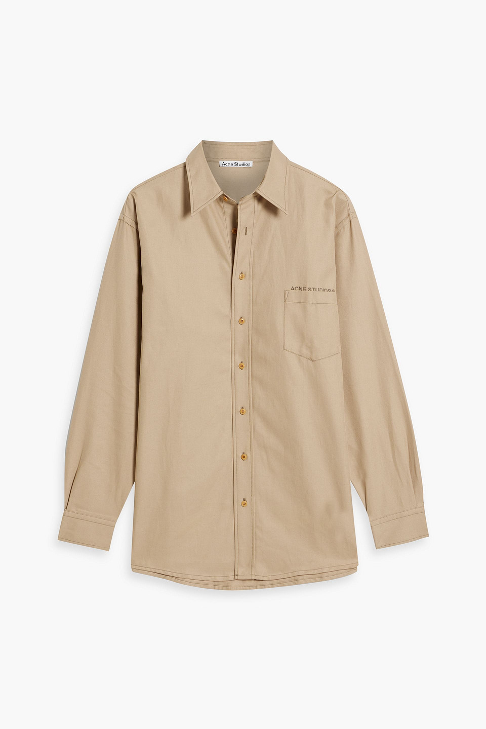 Acne Studios Embroidered Cotton And Linenblend Twill Shirt In Sand