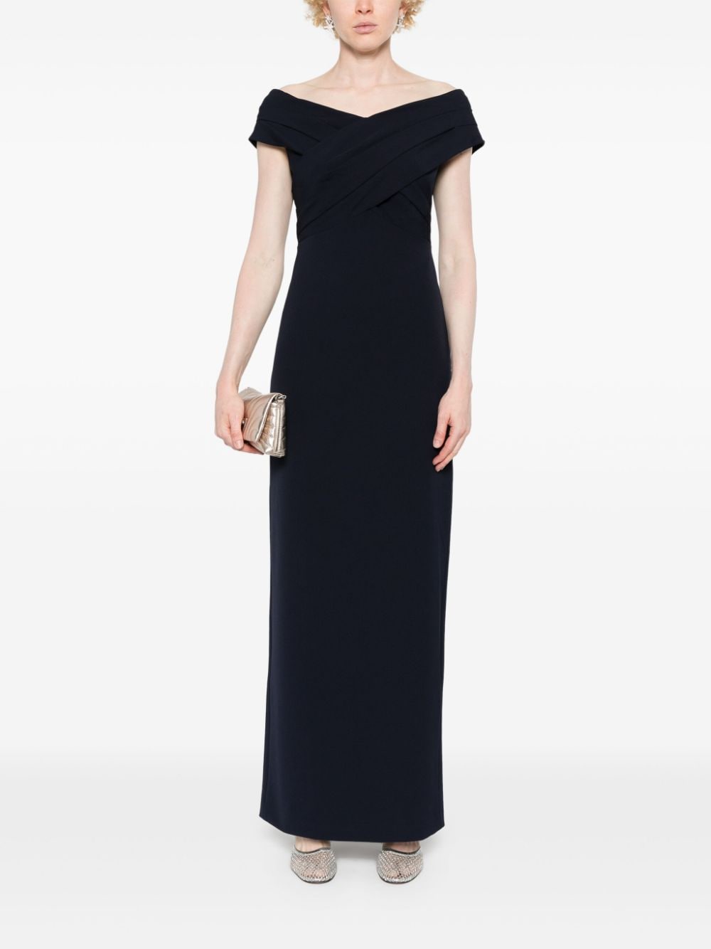 RALPH LAUREN Off-Shoulder Crepe Gown
