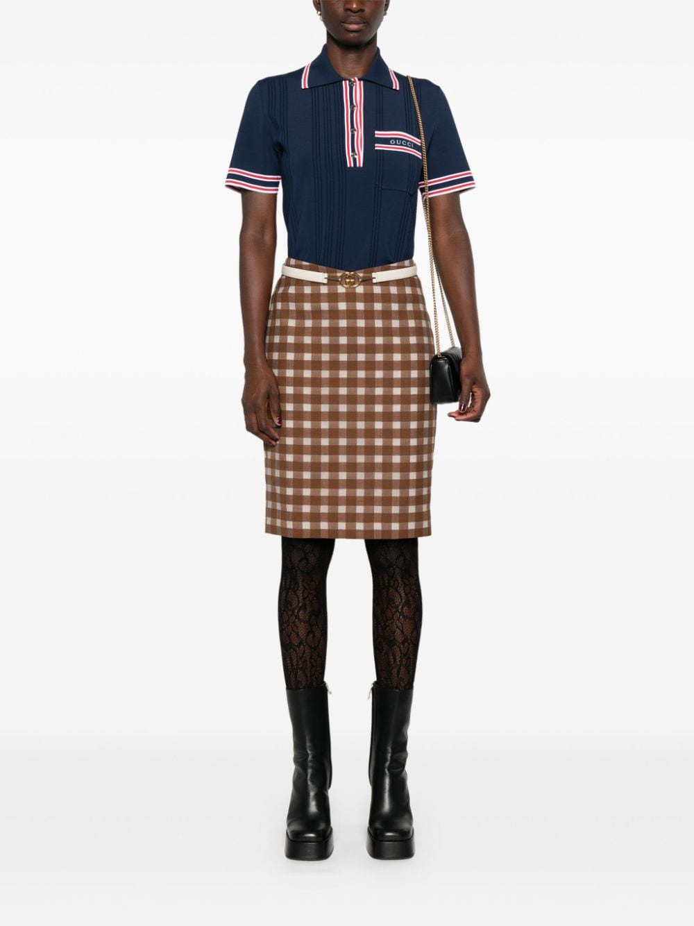 GUCCI Gucci Striped-Edge Ribbed Polo Top