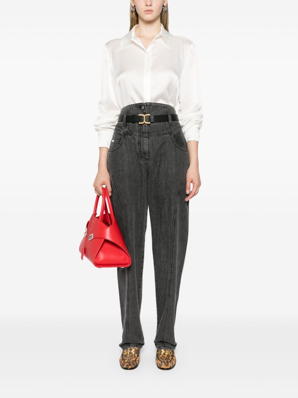 ALBERTA FERRETTI Alberta Ferretti Pointed-Collar Charmeuse Shirt