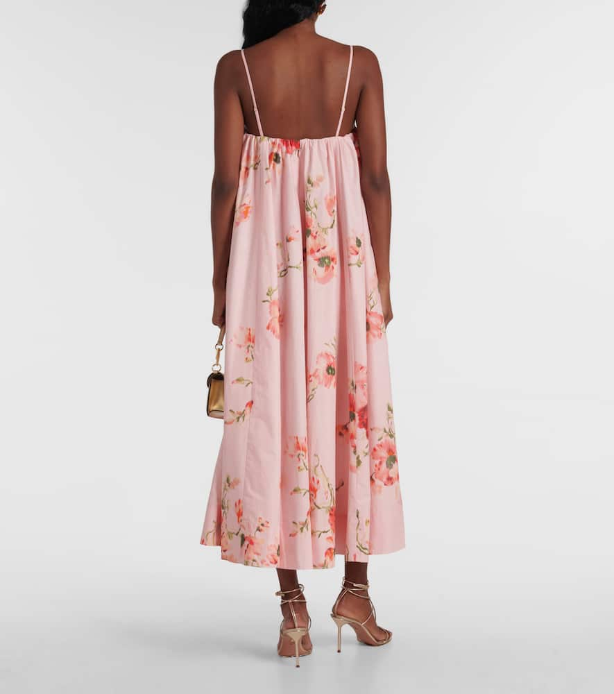 zimmermann pink floral midi dress Zimmermann Lightburst Puff Floral Cotton Midi Dress In Pink - 20% Off