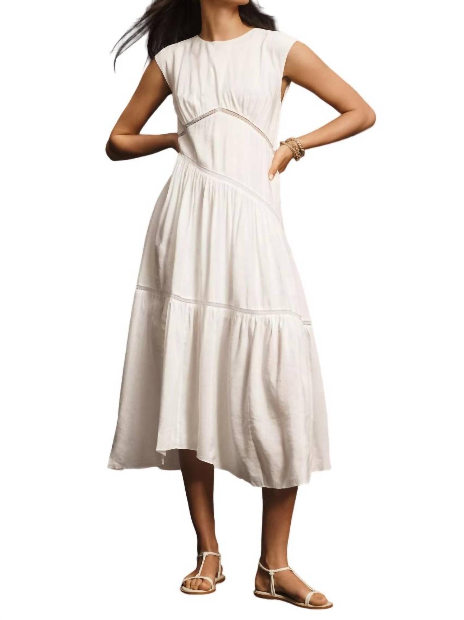 chinese dress ladies Gathered Seam Lace Inset Dress main image 1