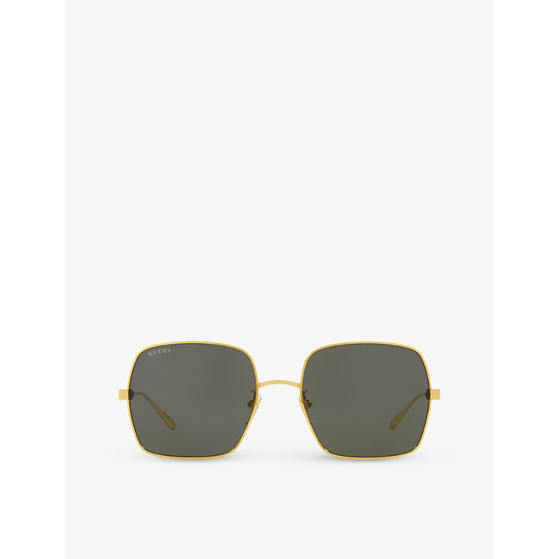 Gucci Gg1434s Square-frame Metal Sunglasses - Gold  display picture 1