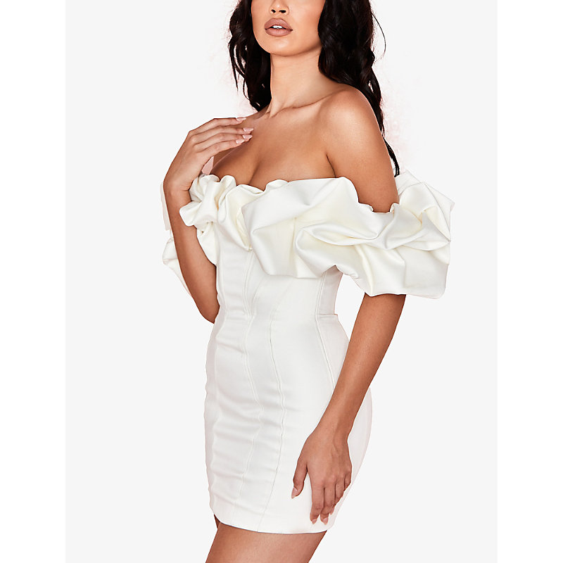 selena ivory satin ruffle strapless dress Buy House Of Cb Ruffle-trim Mini - At 60% Off fall wedding bridesmaid dress