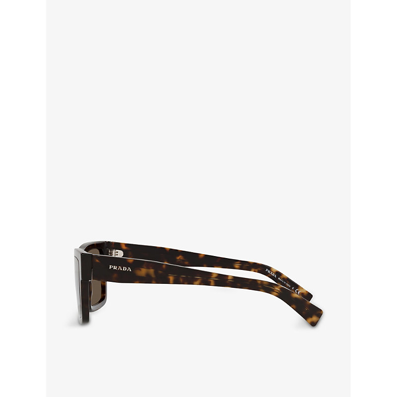 Prada PR 23YS Black Square Frame Sunglasses with Tortoiseshell Logos Prada Pr 23ys Square-Frame Sunglasses - Brown | Editorialist main image 4