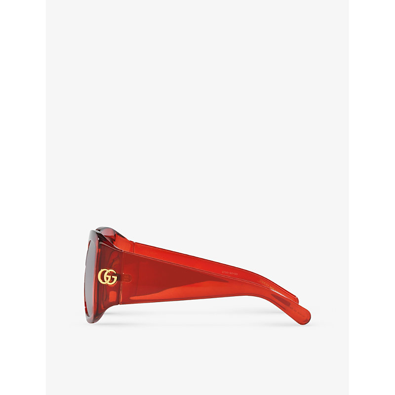 Gucci Gg1402s Square-Frame Sunglasses - Red | Editorialist