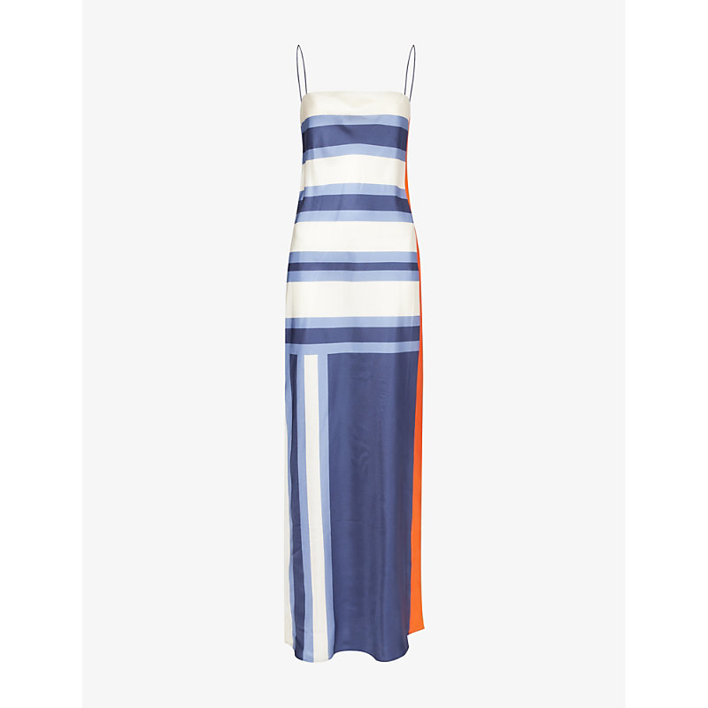 esse studios striped silk chiffon maxi dress Esse Studios Illi strapless stretch-knit and silk-crepe maxi dress - Women - Sky blue Dresses