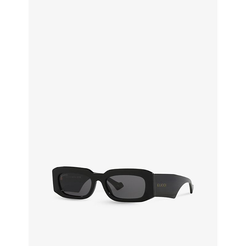 Gucci Gg1426s Rectangle-Frame Sunglasses - Black | Editorialist