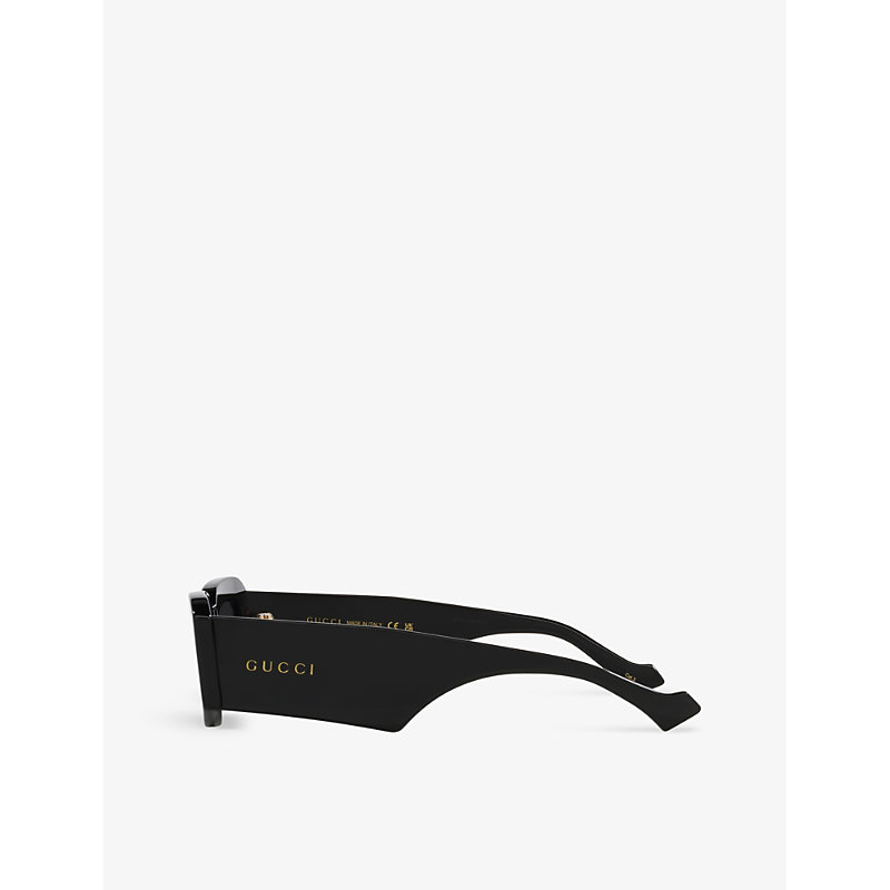 Gucci Gg1426s Rectangle-Frame Sunglasses - Black | Editorialist