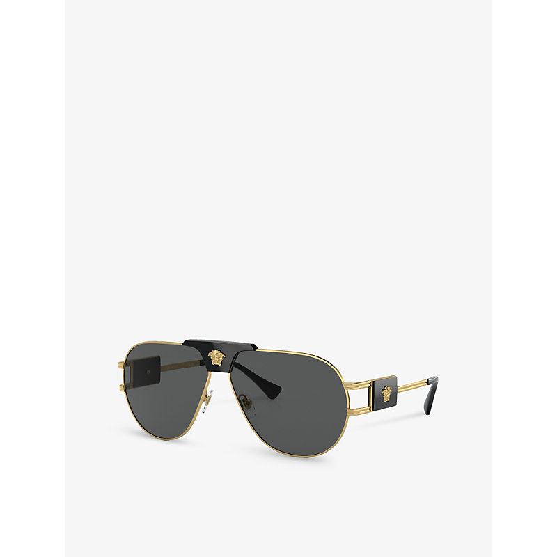 Versace Ve2252 Aviator-Frame Steel Sunglasses - Gold  display picture 2