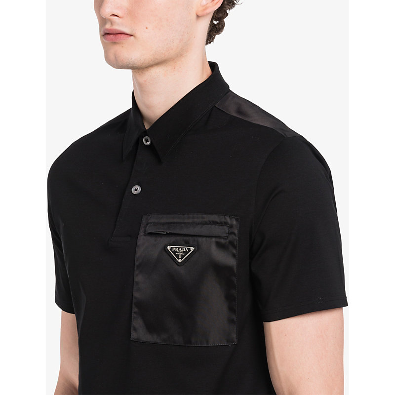 Prada Triangle-Logo Polo Shirt In Black | Editorialist