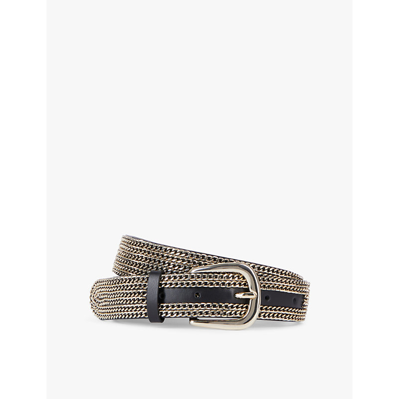 The Kooples Chain-Embellished Leather Belt In Gold - 50% Off  display picture 1