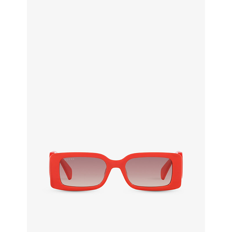 Gucci Gg1325s Rectangle-Frame Sunglasses - Red - 29% Off  display picture 1