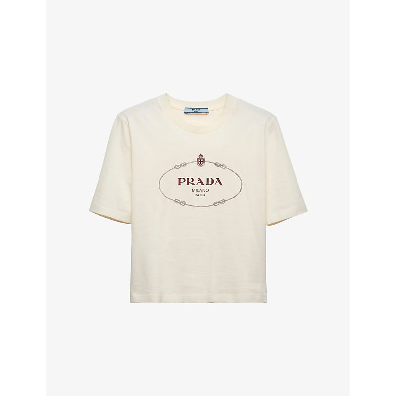 Prada Printed Jersey T-Shirt - Ivory/Garnet | Editorialist