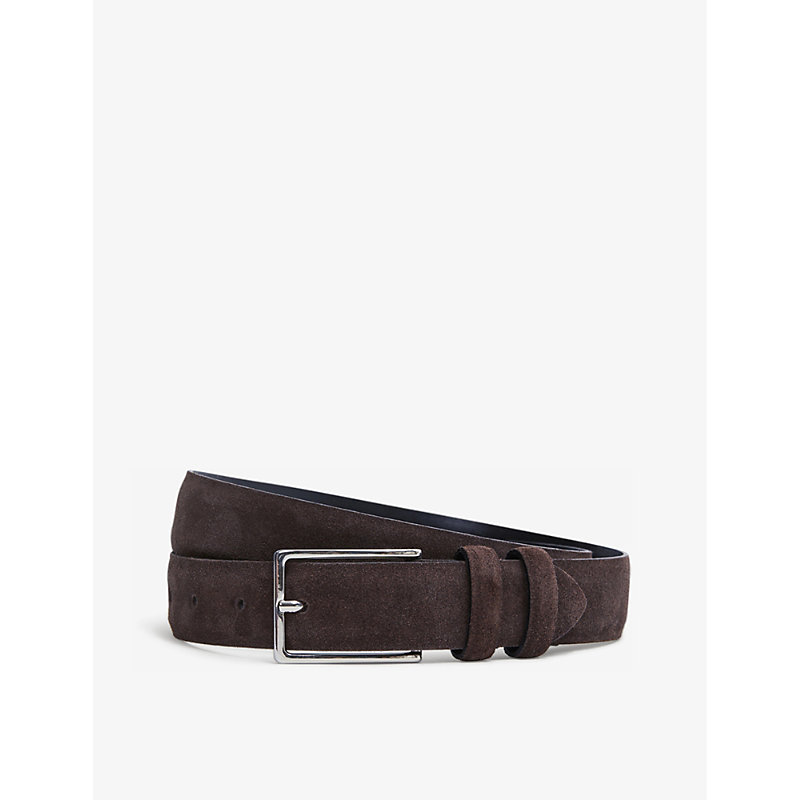 REISS Adjustable Buckle Suede Leather Belt