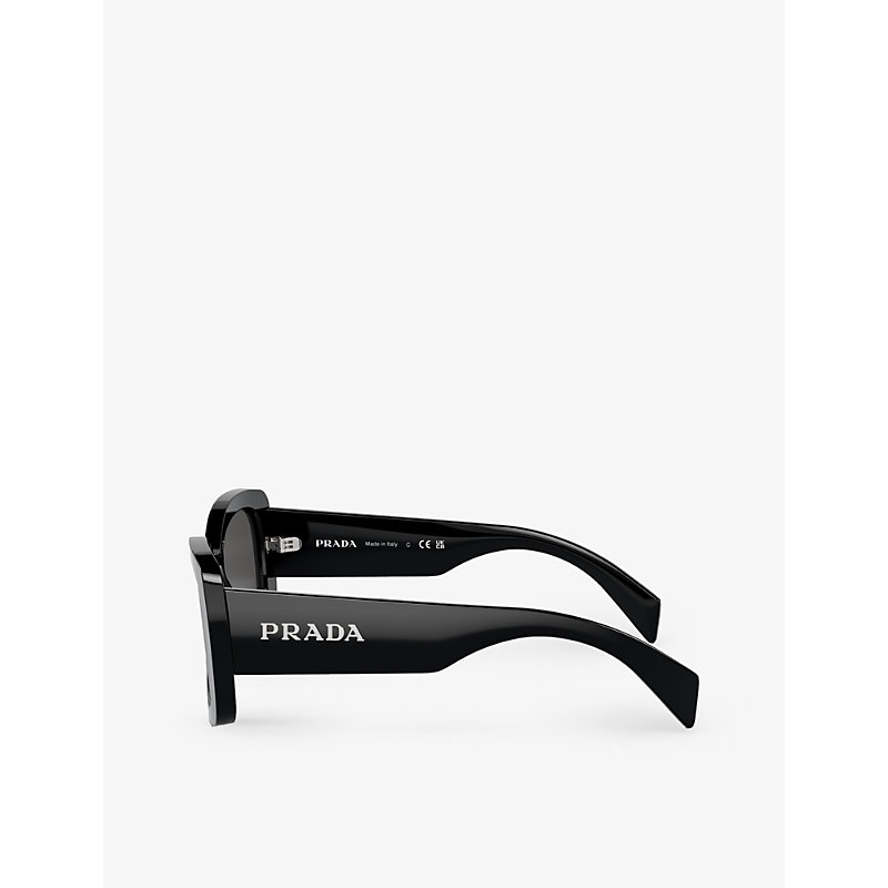 Prada Pr A08s Oval-Frame Sunglasses - Black | Editorialist