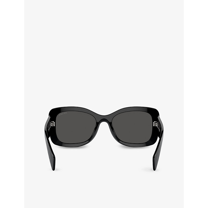 Prada Pr A08s Oval-Frame Sunglasses - Black | Editorialist