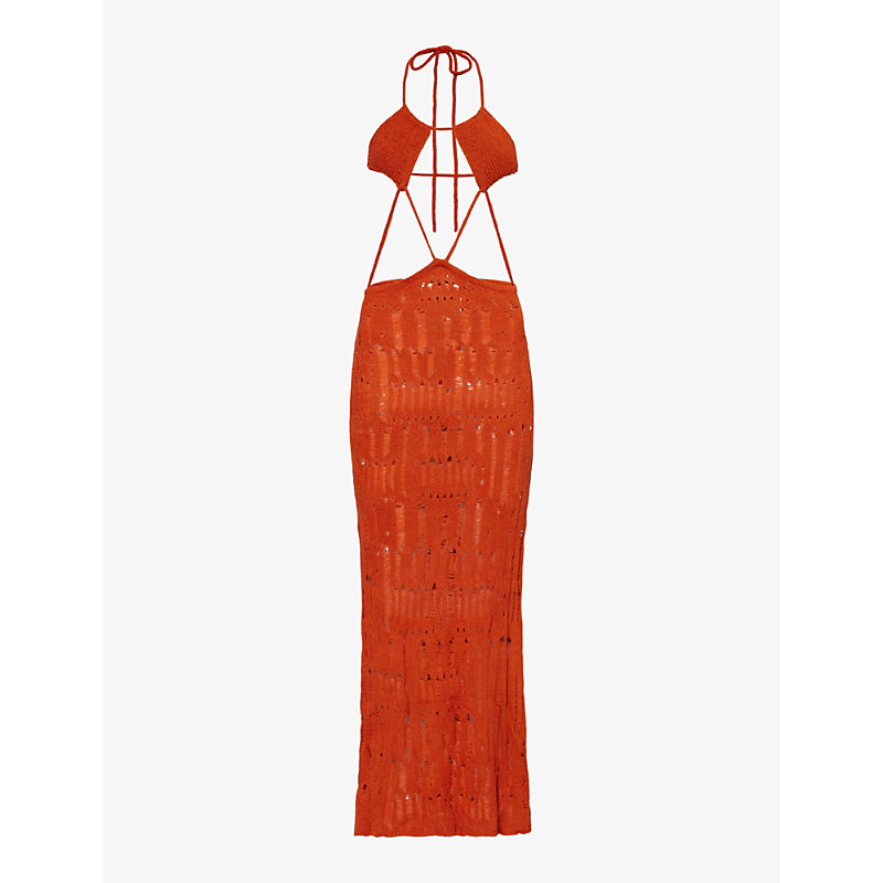 xandra ribbed knit dress Alessia Ribbed Knit Midi Dress in Scarlet Red – PEGASI main image 1