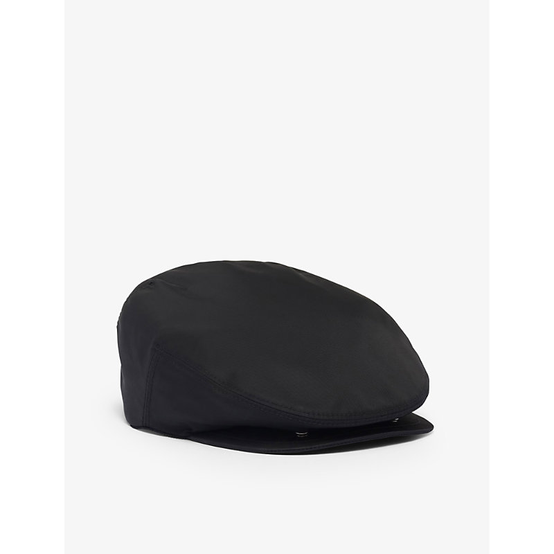 Prada Re-Nylon Beret Hat With Triangle Plaque - Black  display picture 2