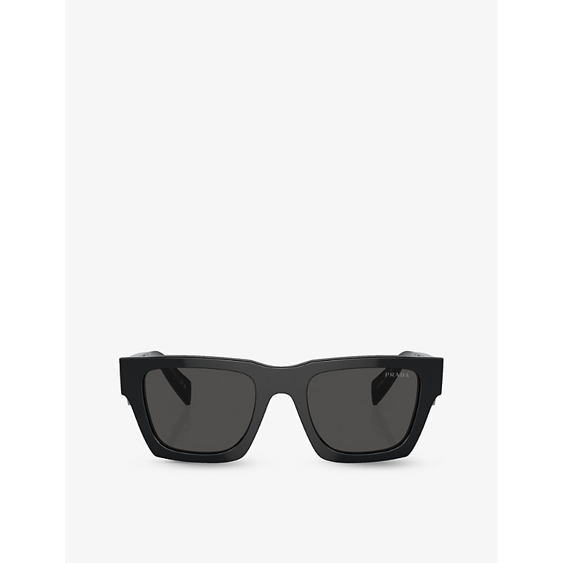 Prada Pr A06s Rectangle-Frame Sunglasses - Black | Editorialist