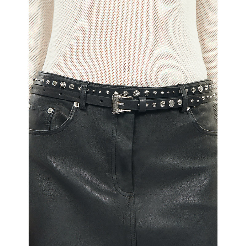Studded double buckle Kooples leather belt new with tags The Kooples Studded Double-Wrap Leather Belt - Black  main image 4