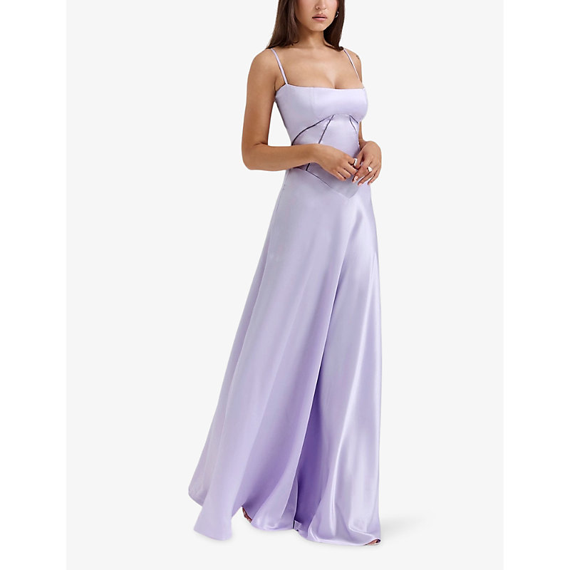 House of CB Anabella Lace-Up Satin Maxi Dress - Orchid
