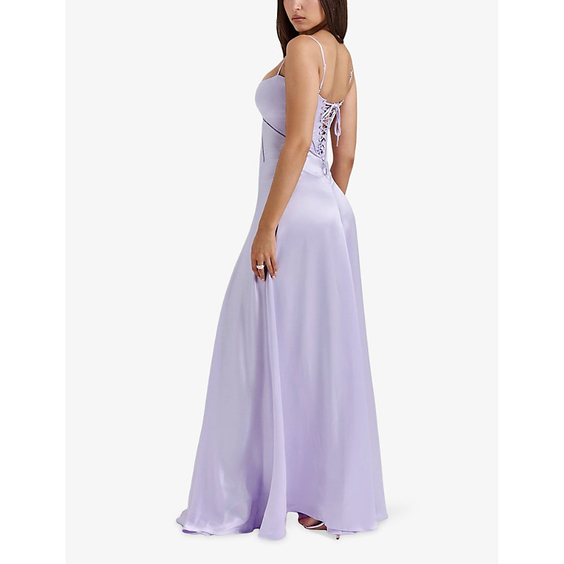 House Of Cb Anabella Lace-Up Satin Maxi Dress - Orchid | Editorialist