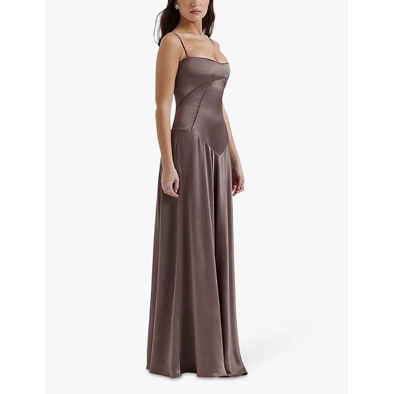 anabella orchid lace up maxi dress House Of Cb Anabella Lace-Up Satin Maxi Dress - Orchid