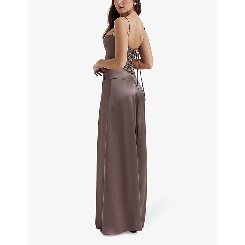 House Of Cb Anabella Lace-Up Satin Maxi Dress - Orchid | Editorialist House Of Cb Anabella Lace-Up Satin Maxi Dress - Orchid | Editorialist