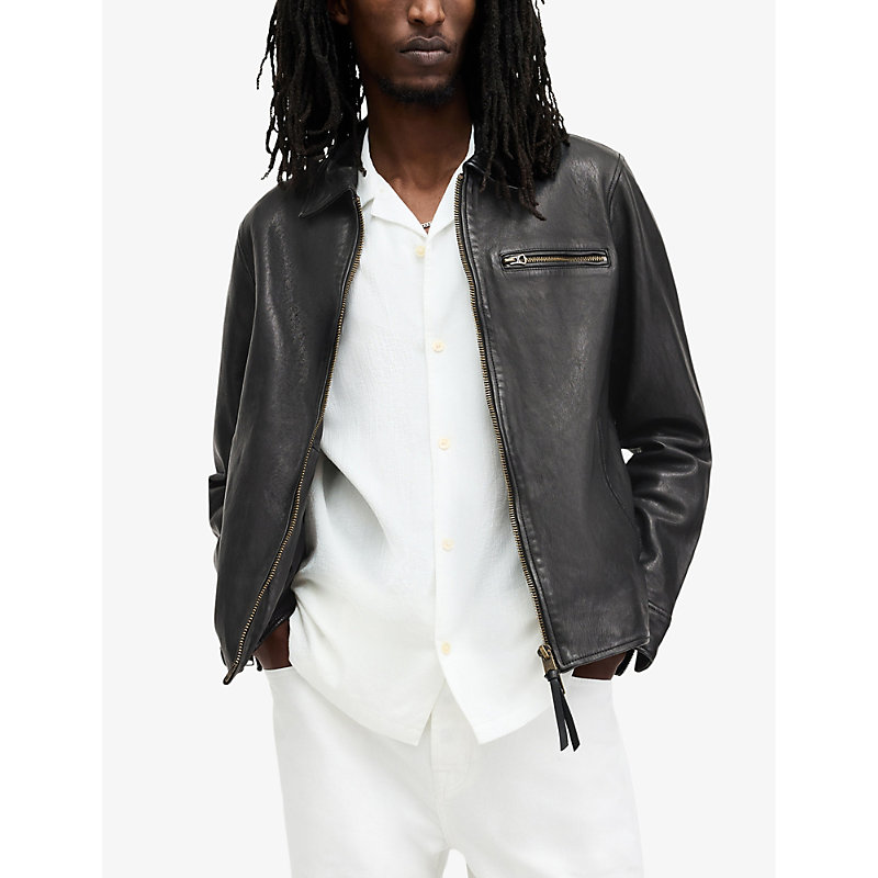 Allsaints Miller Regular-Fit Leather Jacket In Black | Editorialist