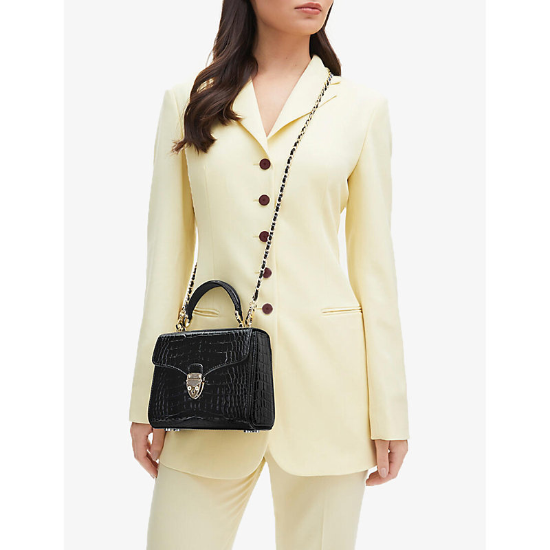 ASPINAL OF LONDON Aspinal Of London Mayfair Medium Croc-Embossed Top-Handle Bag
