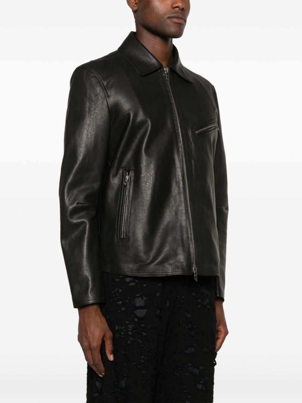 Diesel® L-Korn Leather Jacket In Black | Editorialist