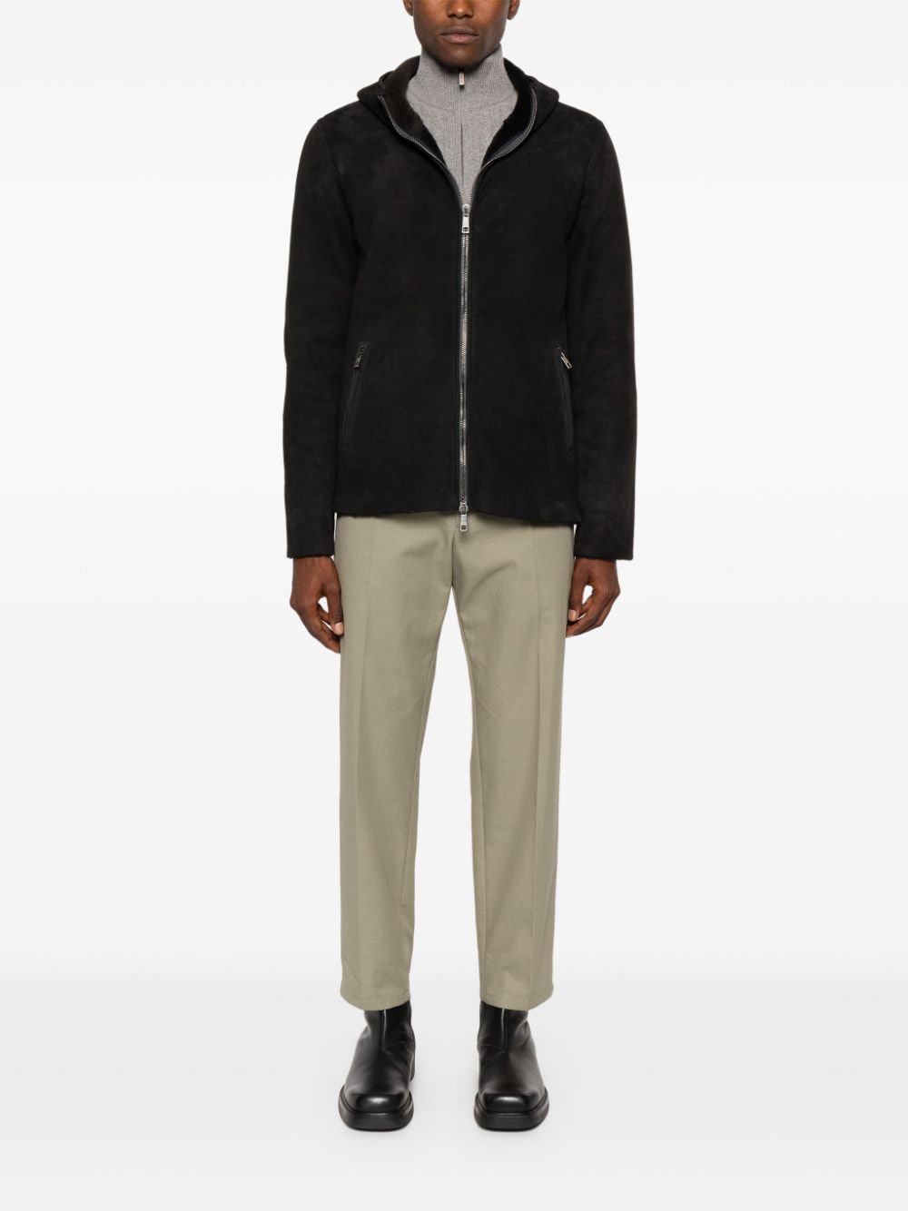 GIORGIO BRATO Hooded Leather Jacket