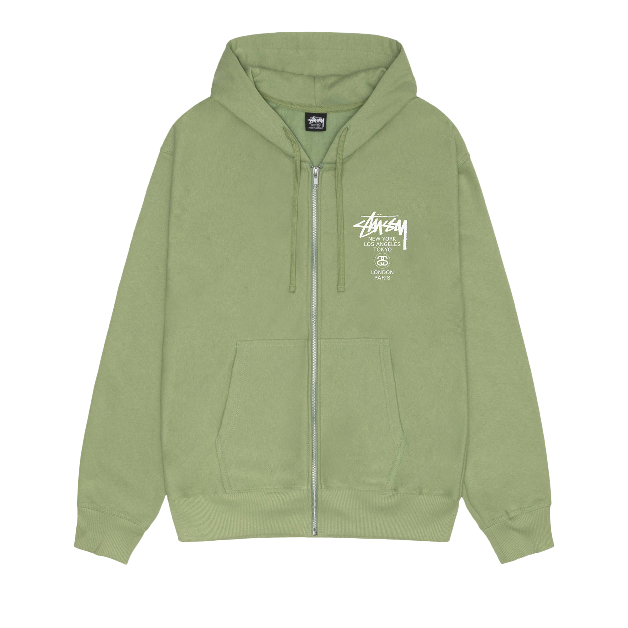 StüSsy World Tour Zip Up Hoodie - Green | Editorialist
